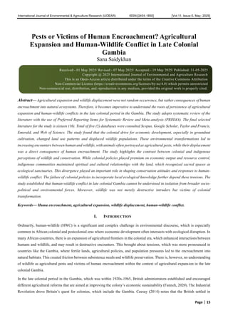 Pests or Victims of Human Encroachment? Agricultural Expansion and ...