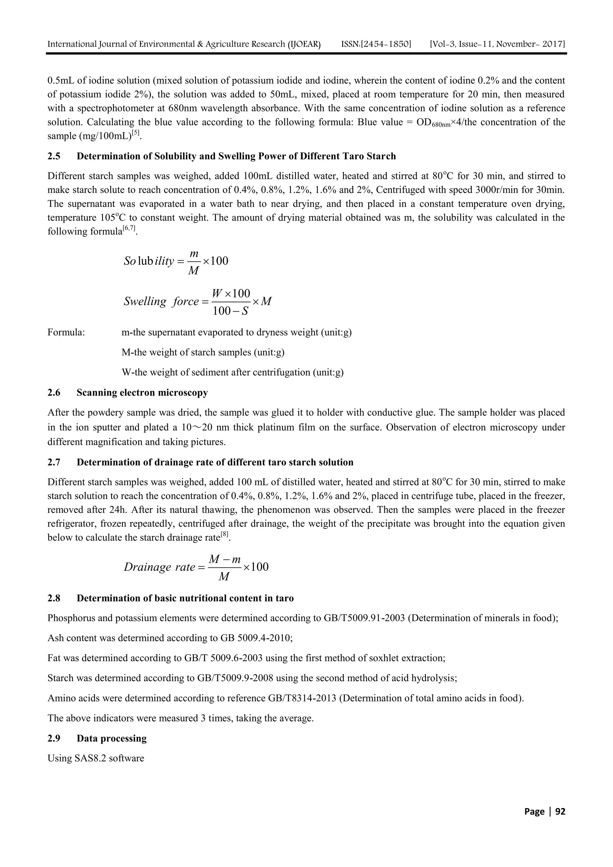 Study on Physicochemical Properties and Microstructure of Taro Starch in Taizhou | PDF