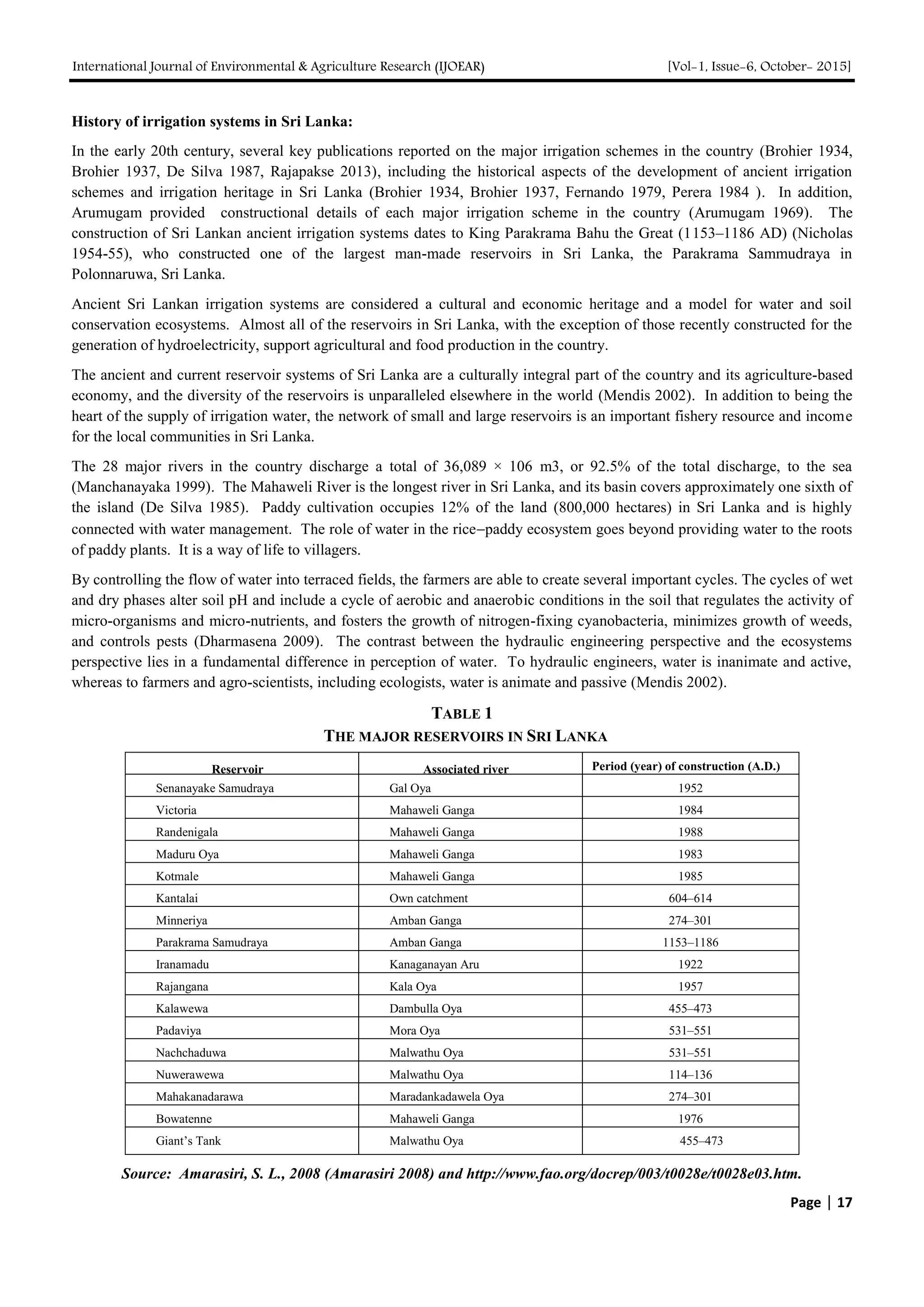 A Major Irrigation Project (Accelerated Mahaweli Programme) and the ...