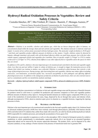 Hydroxyl Radical Oxidation Processes in Vegetables: Review and Safety ...