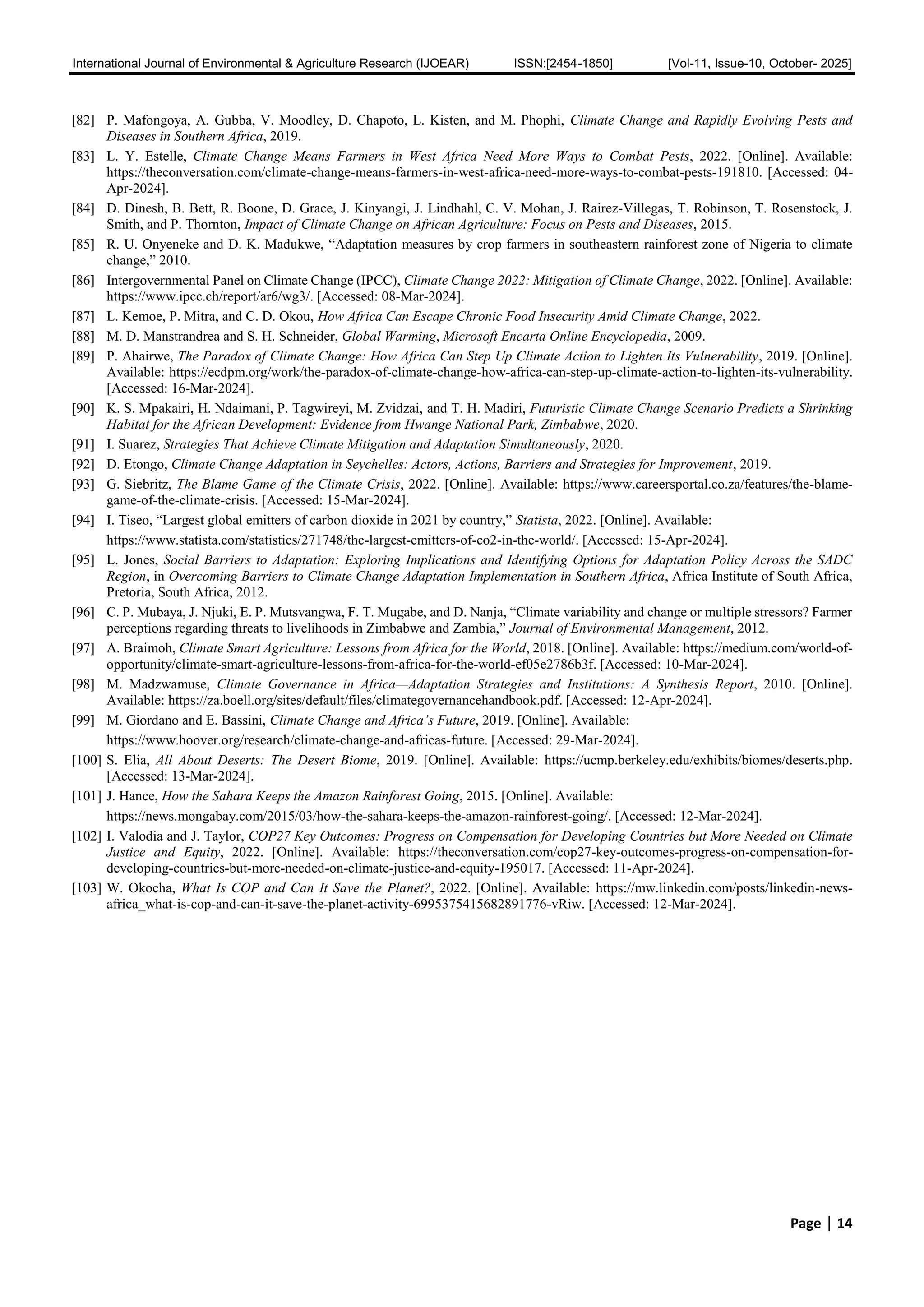 Climate Change and Sustainable Development in Africa: Assessing the ...