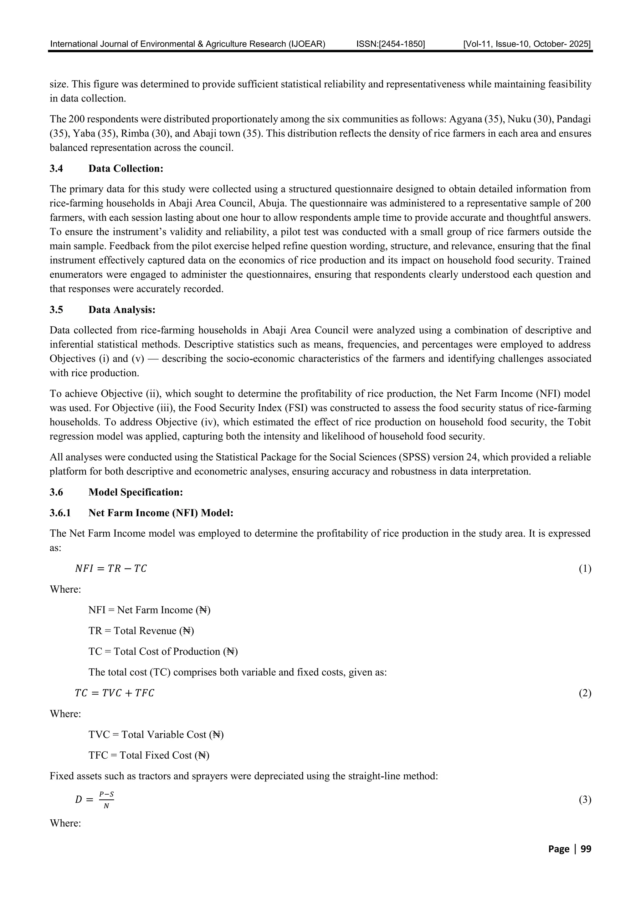 Economics of Rice Production and its Effect on Household Food Security ...