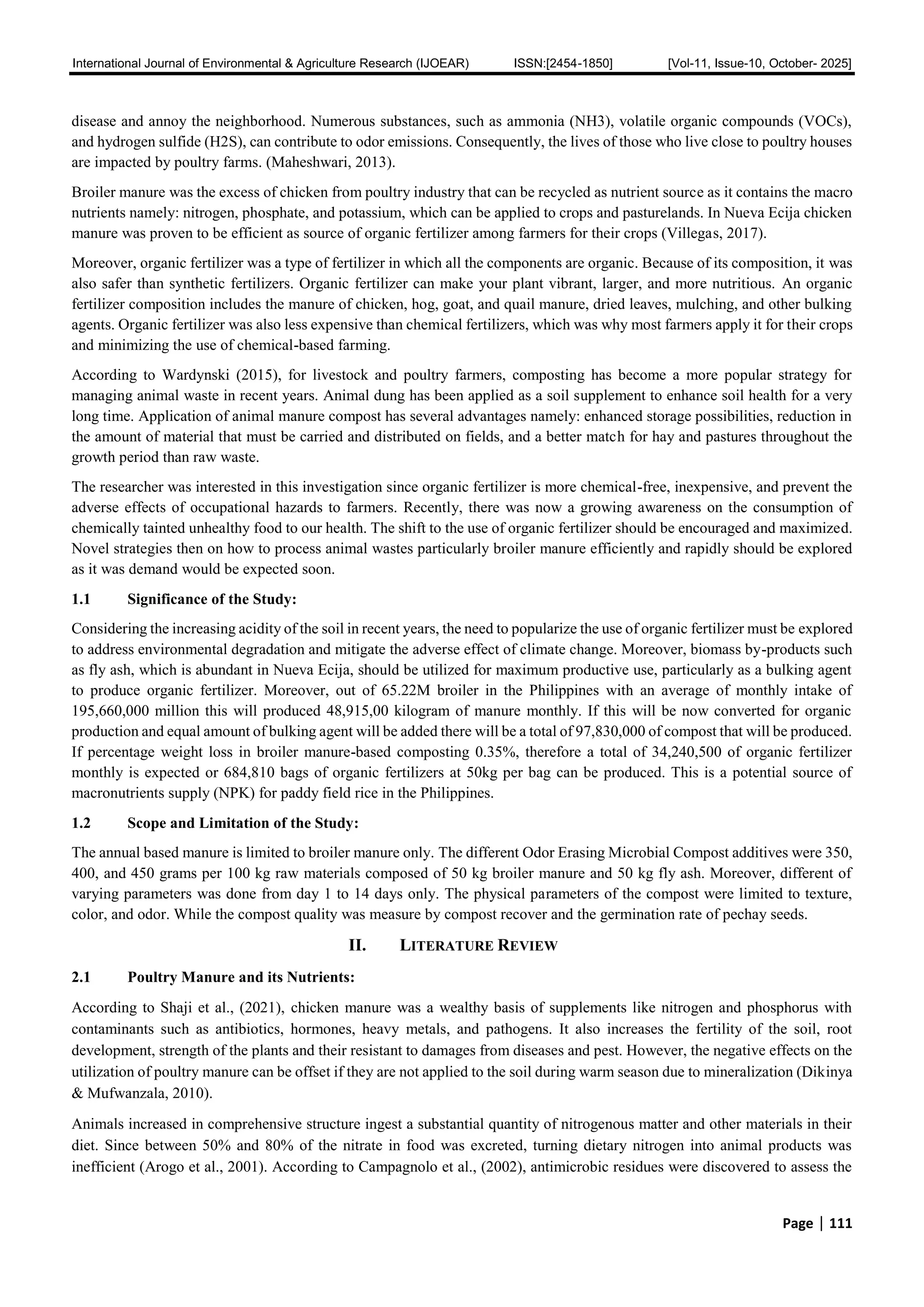 Comparative Quality of Broiler Manure based Compost with or without ...