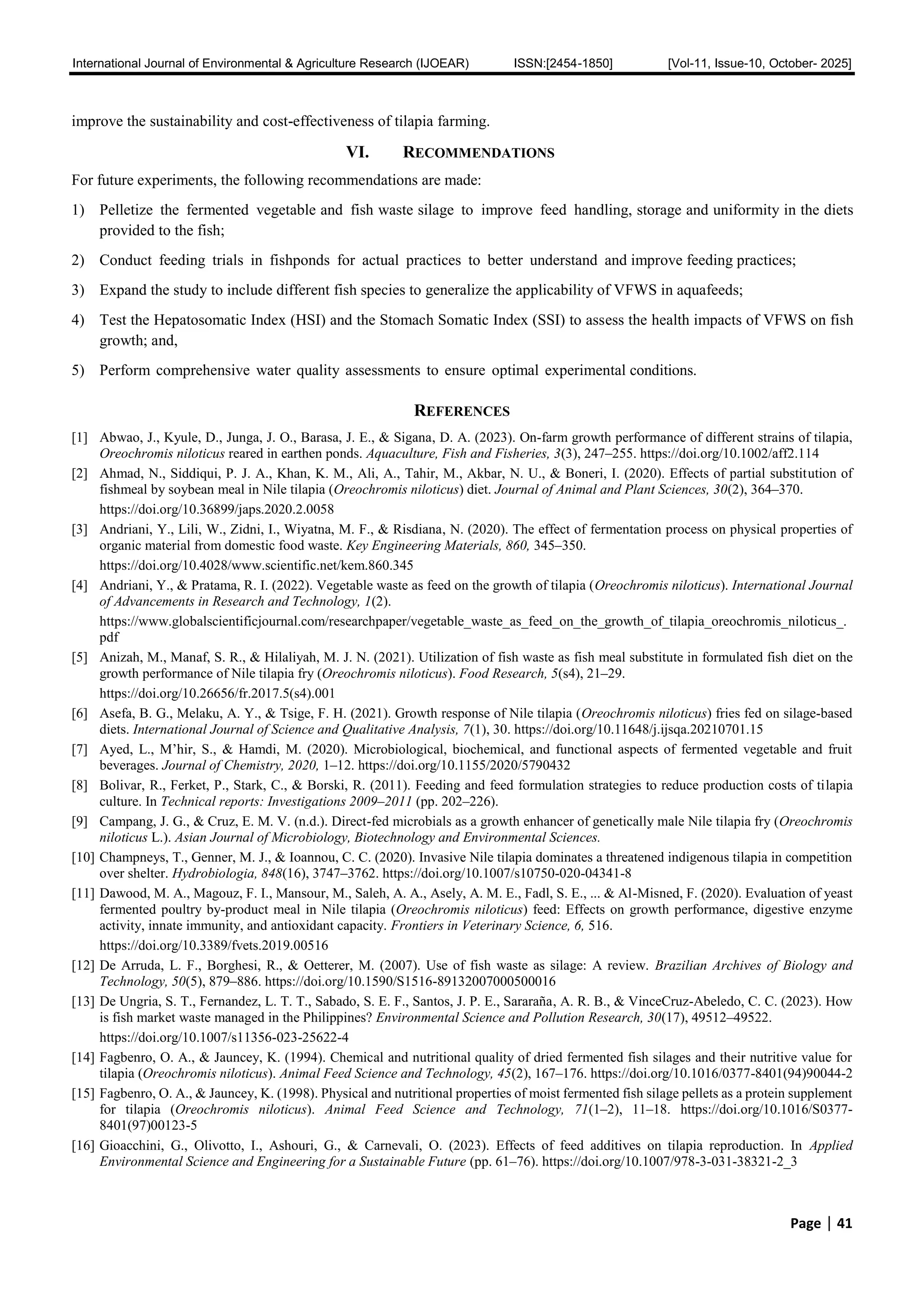 Development and Evaluation of Vegetable and Fish Wastes Silage (VFWS ...