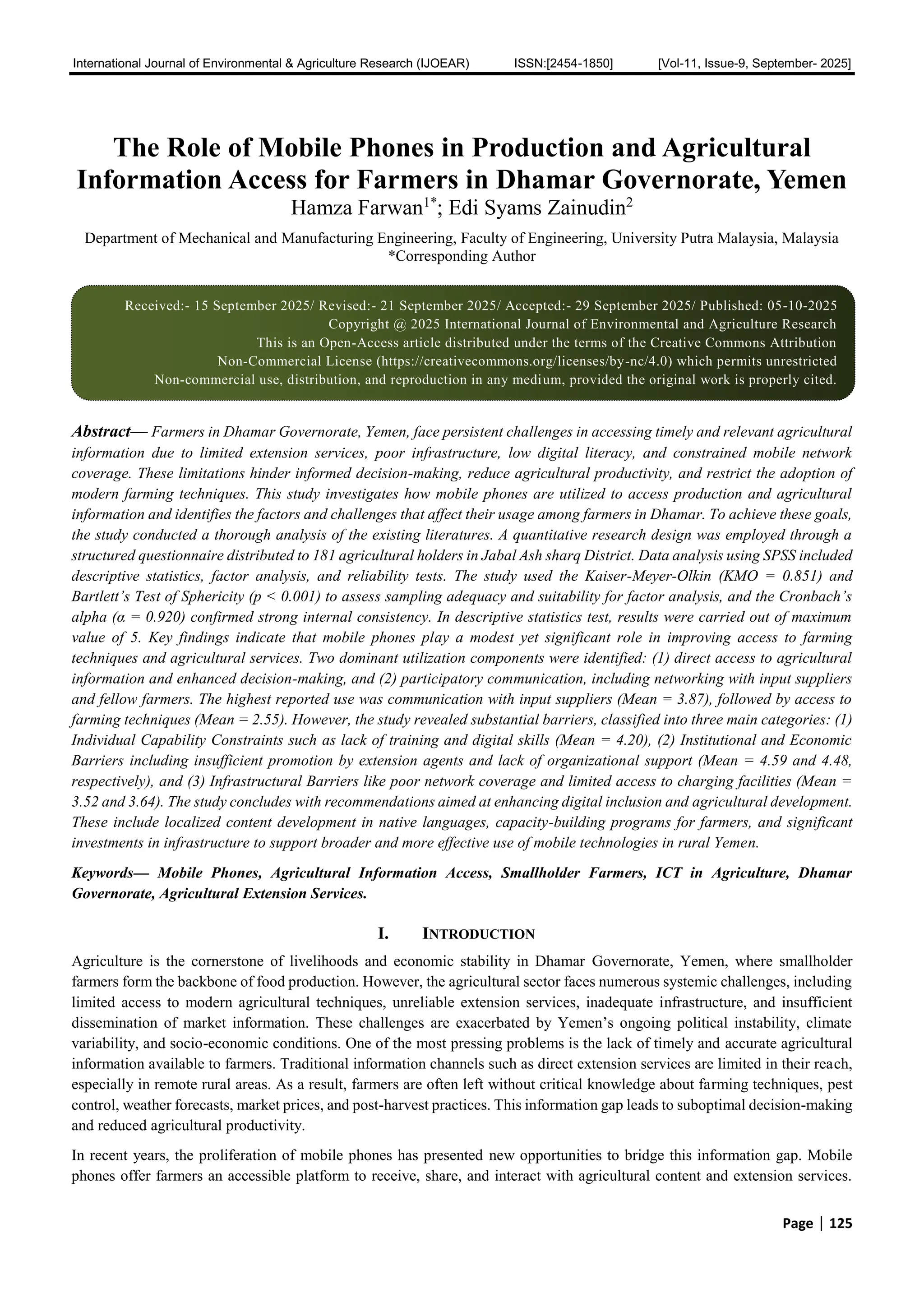 The Role of Mobile Phones in Production and Agricultural Information ...