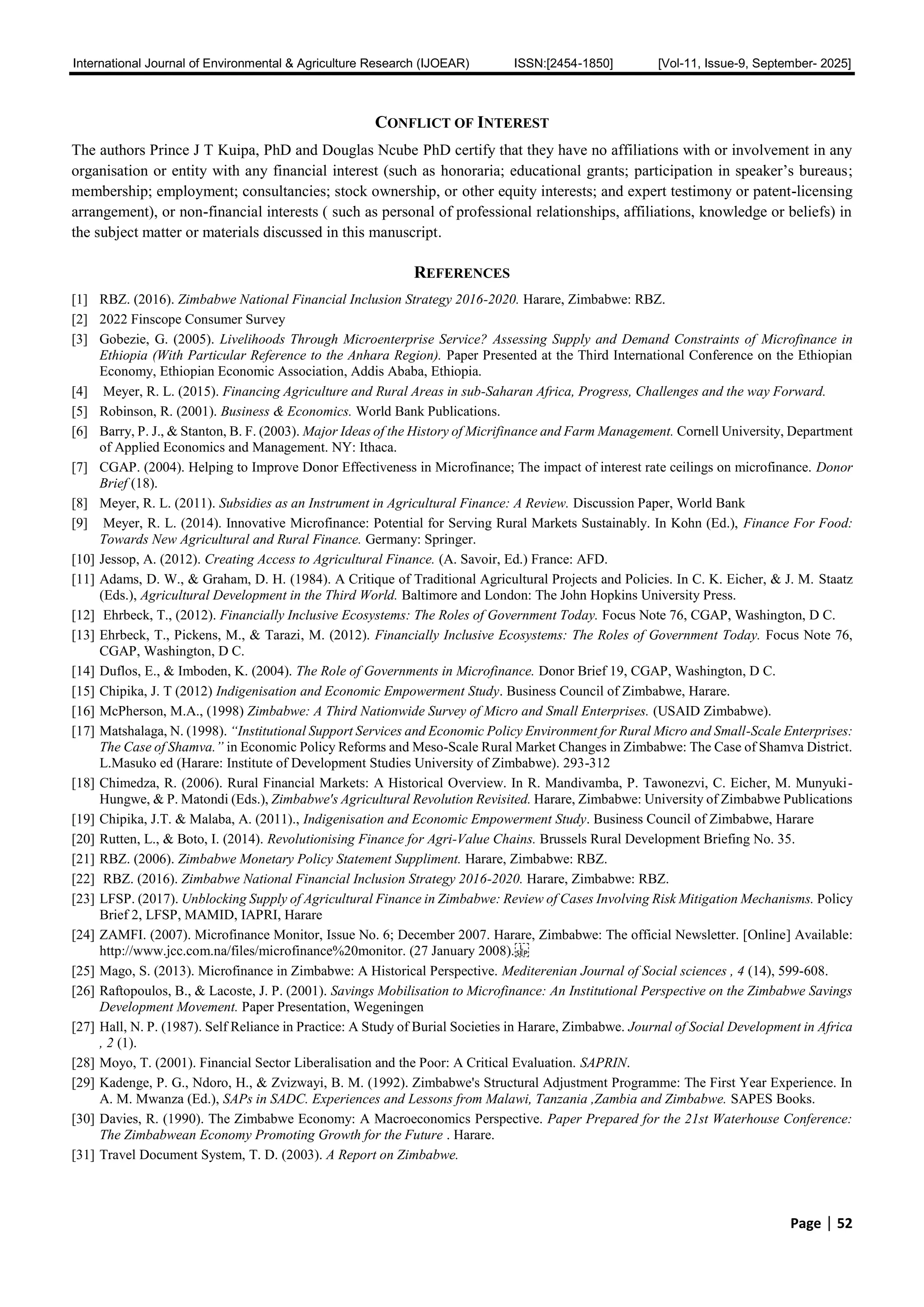 Effects of Agrarian Policies on Access to Agricultural Finance in Zimbabwe | PDF