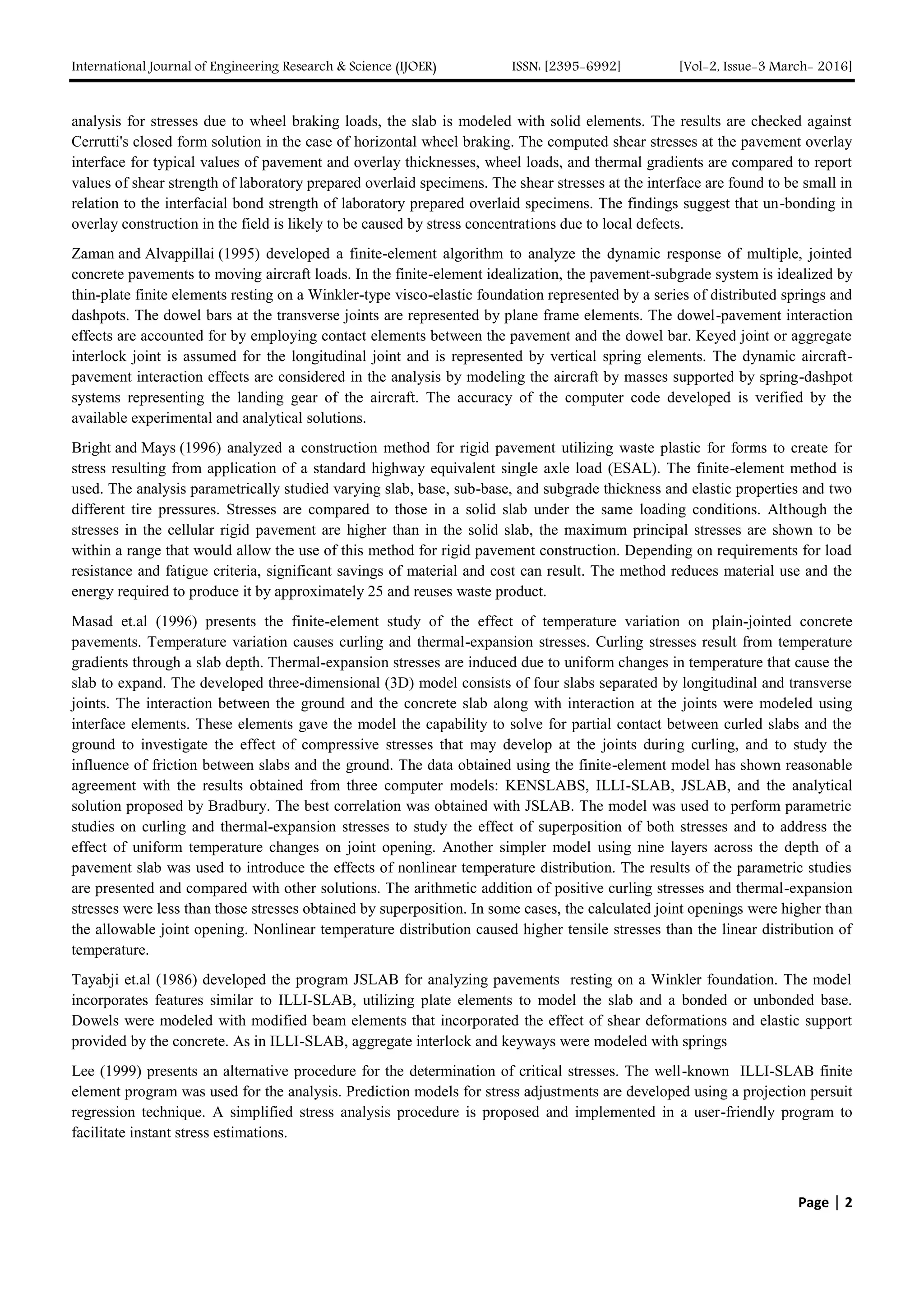 To Experimental Study of Comparison and Development of Design for Rigid Pavement by Finite ...