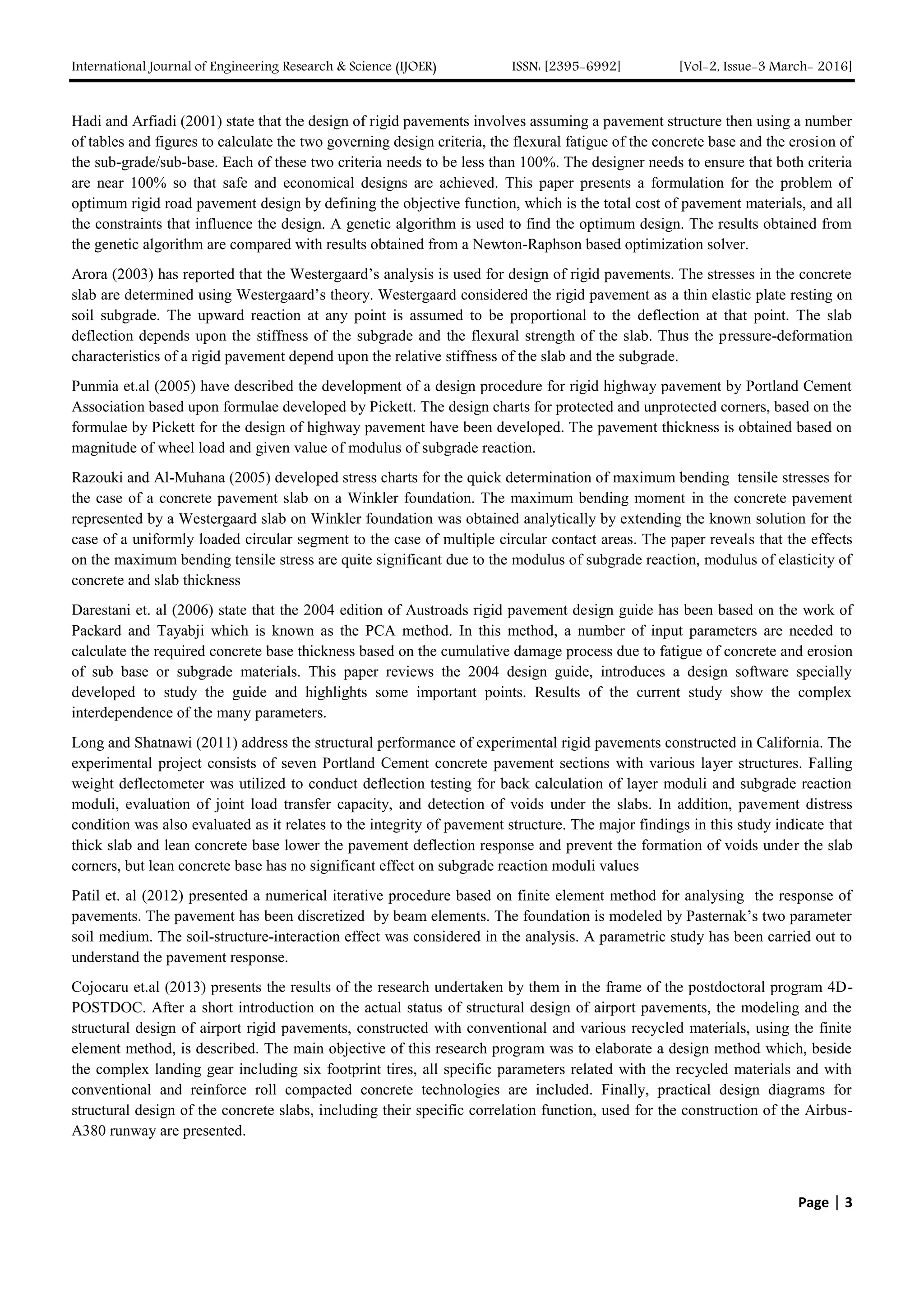 To Experimental Study of Comparison and Development of Design for Rigid Pavement by Finite ...