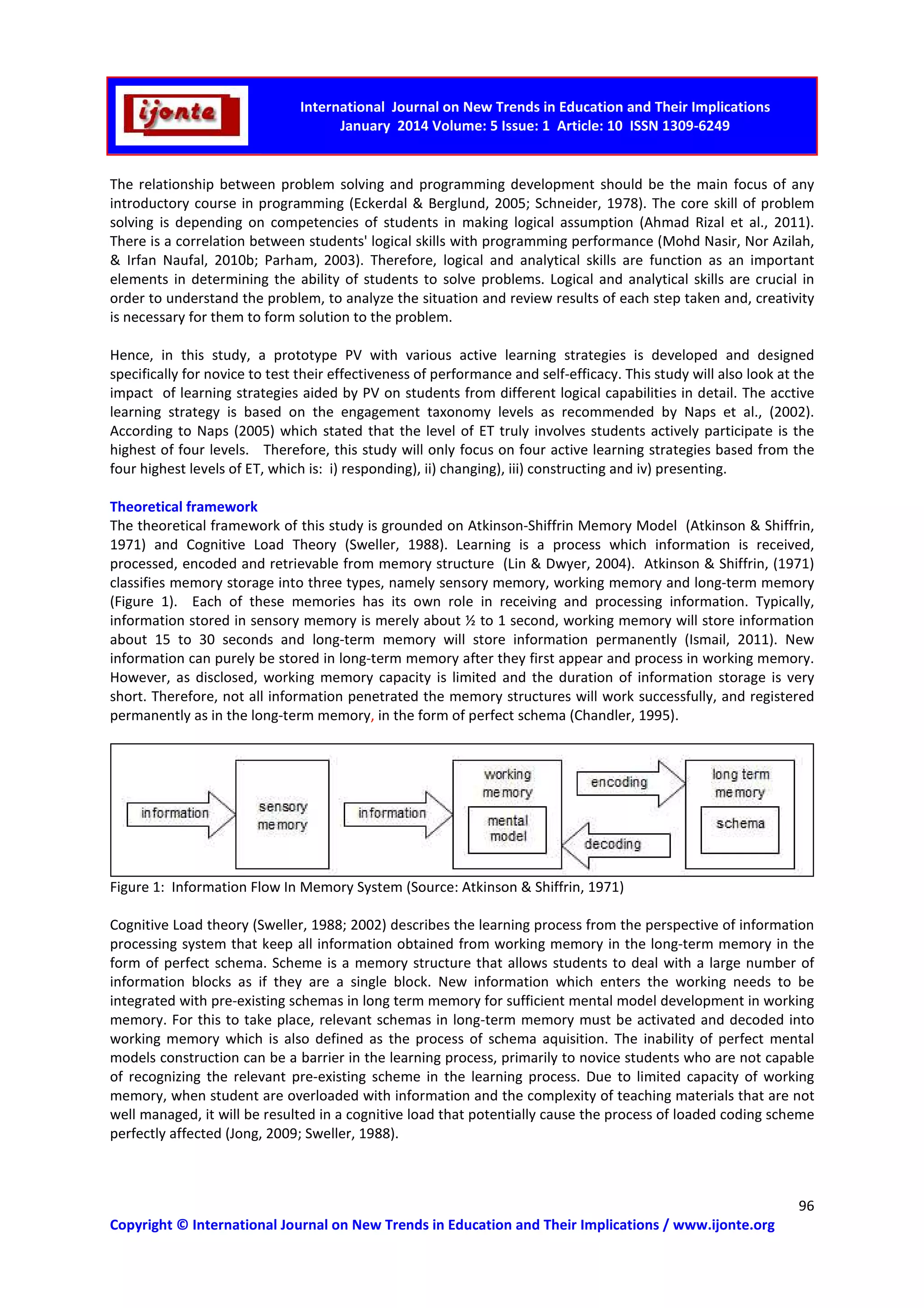 INTEGRATION OF VISUALIZATION TECHNIQUES AND ACTIVE LEARNING STRATEGY IN LEARNING COMPUTER ...