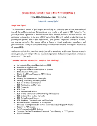 International Journal of Peer to Peer Networks(IJp2p ) | PDF