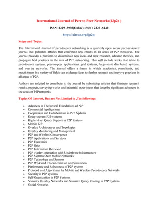 International Journal of Peer to Peer Networks(IJp2p ) | PDF | Computer Networking | Computing