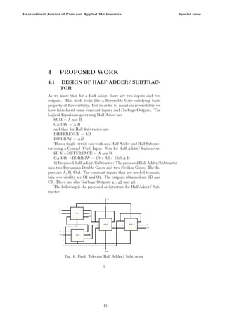 FULL ADDER/ SUBTRACTOR USING REVERSIBLE LOGIC | PDF