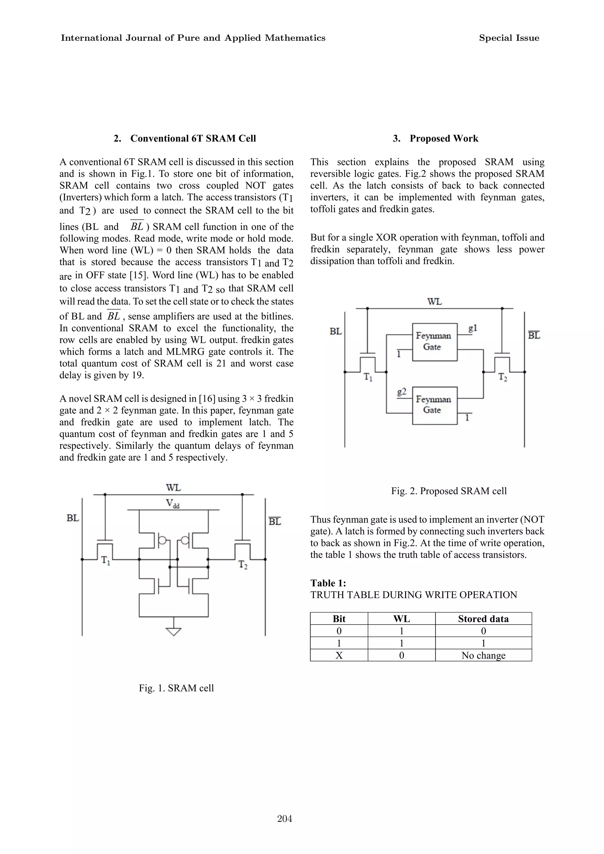 PERFORMANCE ANALYSIS OF SRAM CELL USING REVERSIBLE LOGIC GATES | PDF