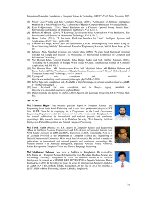 AUTOMATED WORD PREDICTION IN BANGLA LANGUAGE USING STOCHASTIC LANGUAGE MODELS | PDF
