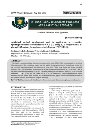 Analytical method development and its application to extractive ...