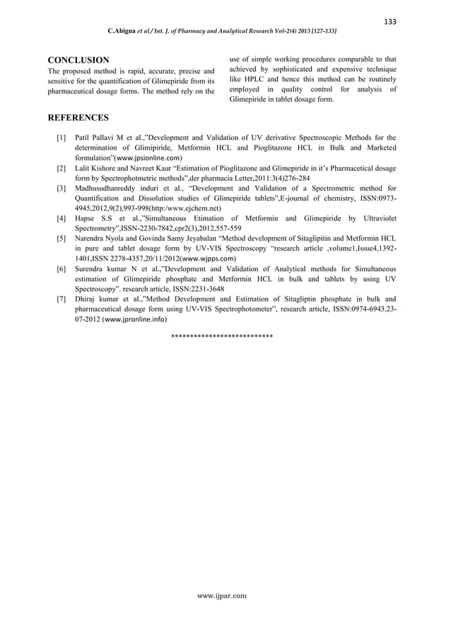 Analytical method development and validation of Glimepiride in bulk and ...