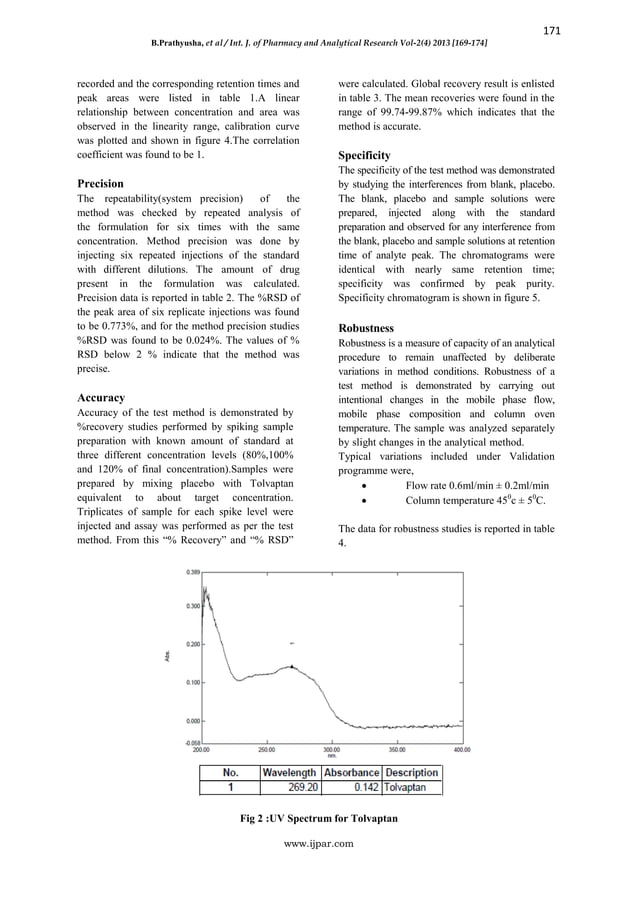 Analytical Method Development and Validation of Tolvaptan in Bulk and Tablet Dosage Form by RP ...
