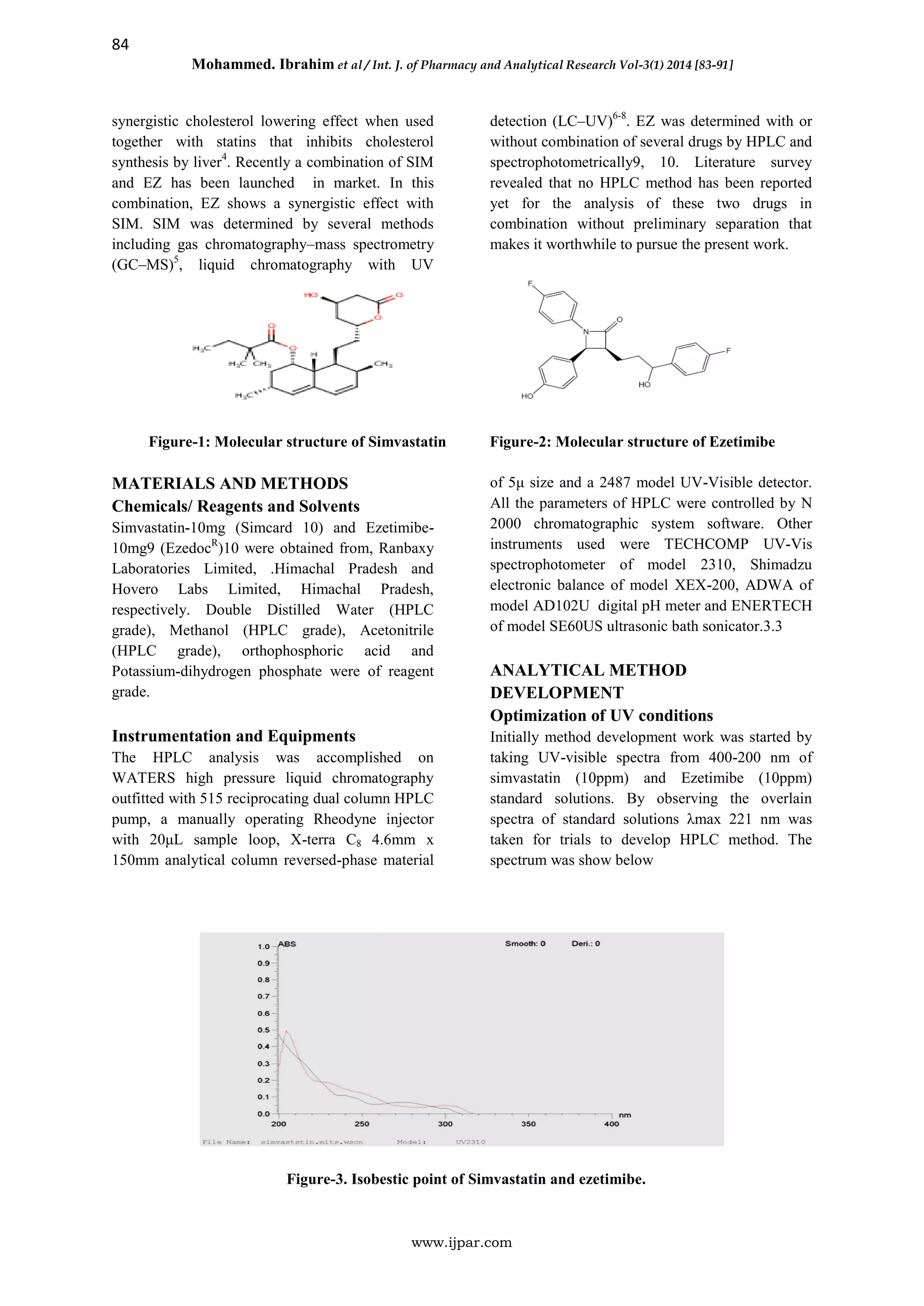 RP-HPLC Method Development and Validation for the Simultaneous estimation of Simvastatin and ...