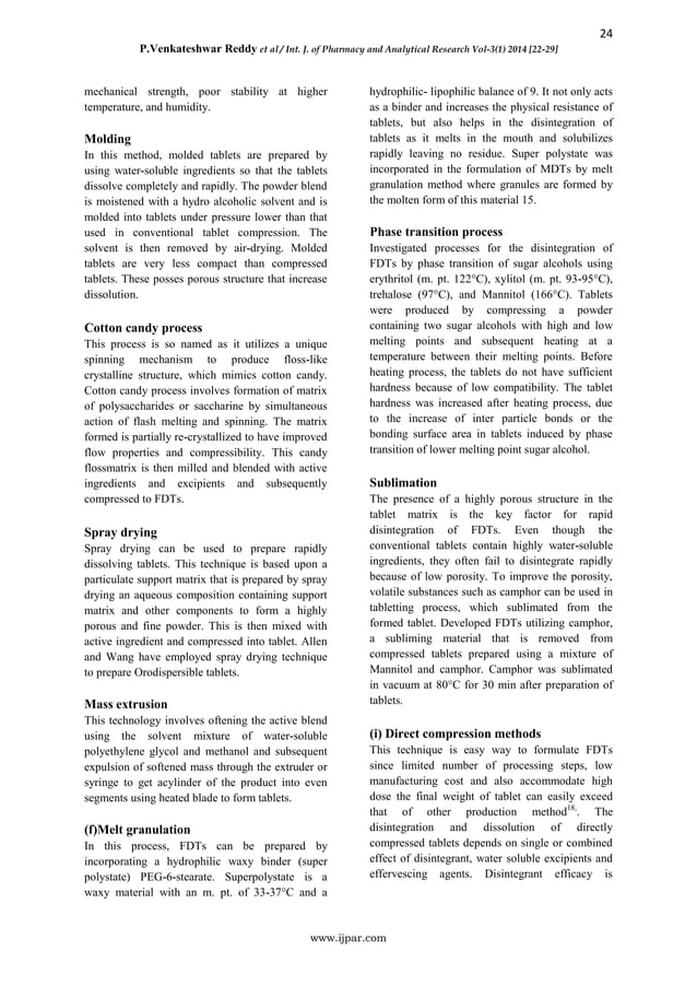Oral Dispersible Tablets - A Review | PDF | Pharmaceutical Drugs ...
