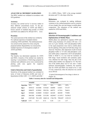 RP-HPLC Method Development and Validation for the Simultaneous Estimation of Atenolol and ...