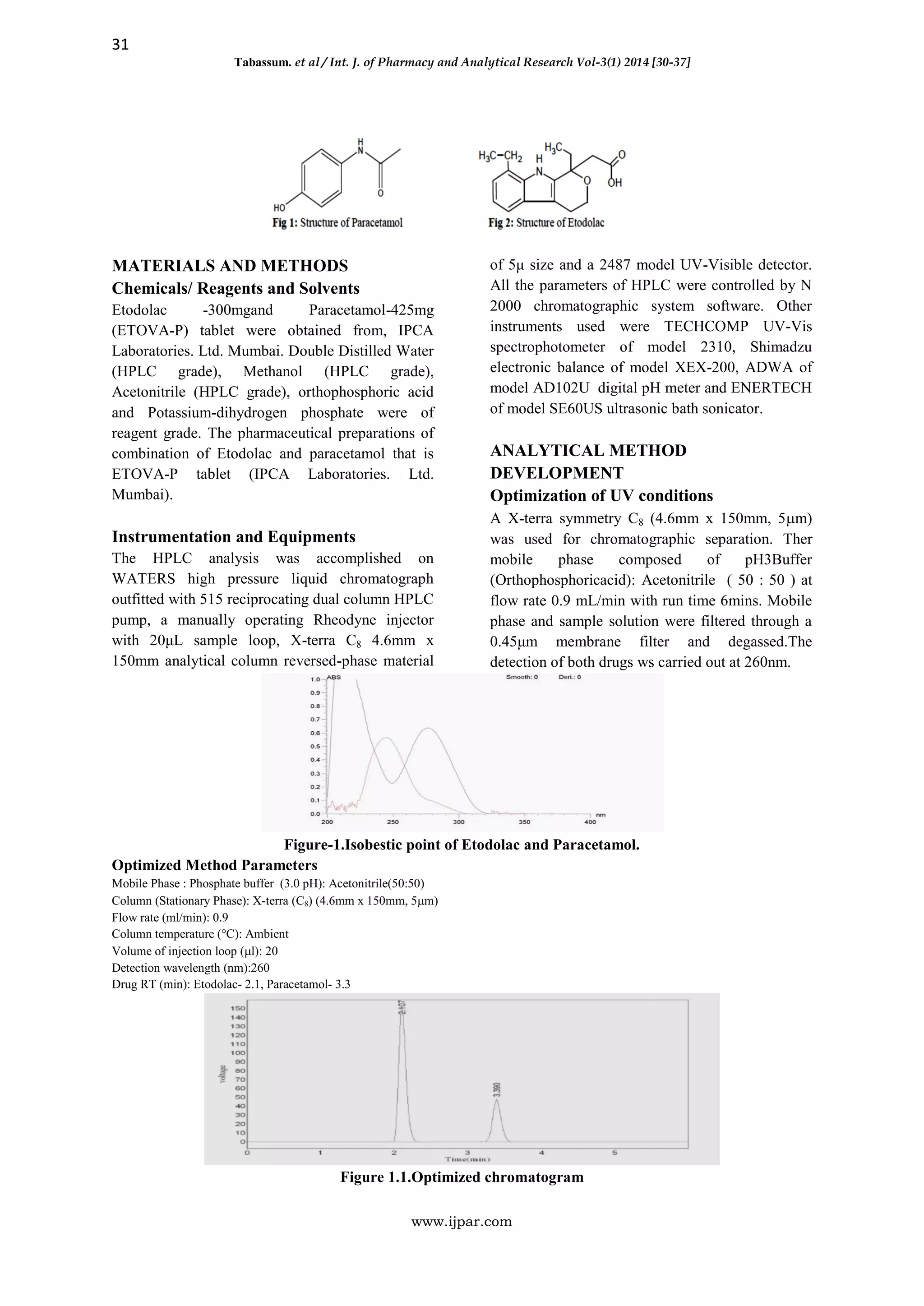 Rp Hplc Method Development And Validation For The Simultaneous Estimation Of Etodolac And