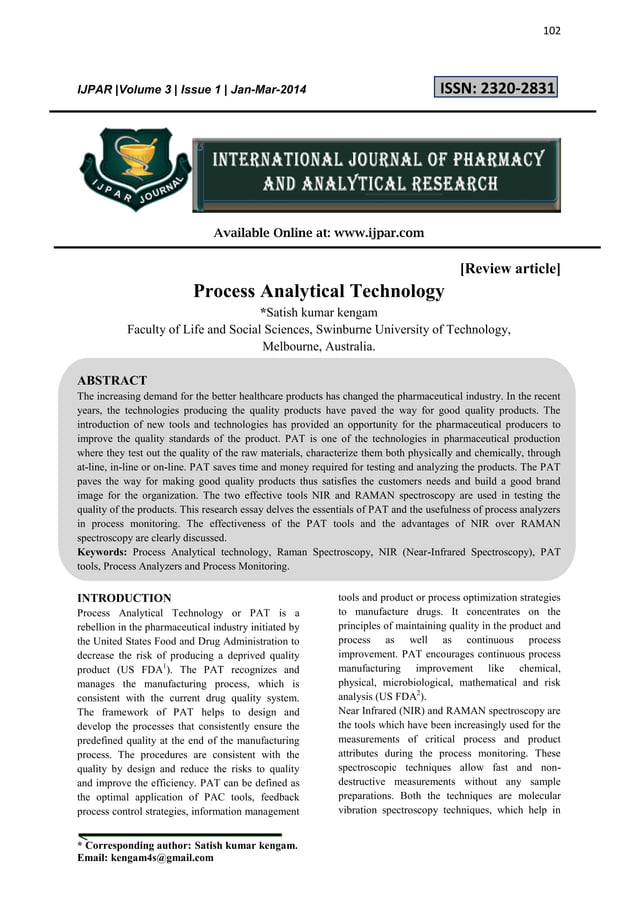 Process Analytical Technology | PDF