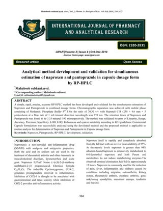 Analytical method development and validation for simultaneous estimation of naproxen and ...