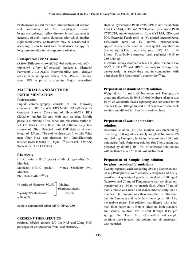 Analytical method development and validation for simultaneous estimation of naproxen and ...