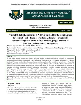 Validated stability indicating RP-HPLC method for the simultaneous determination of ofloxacin ...