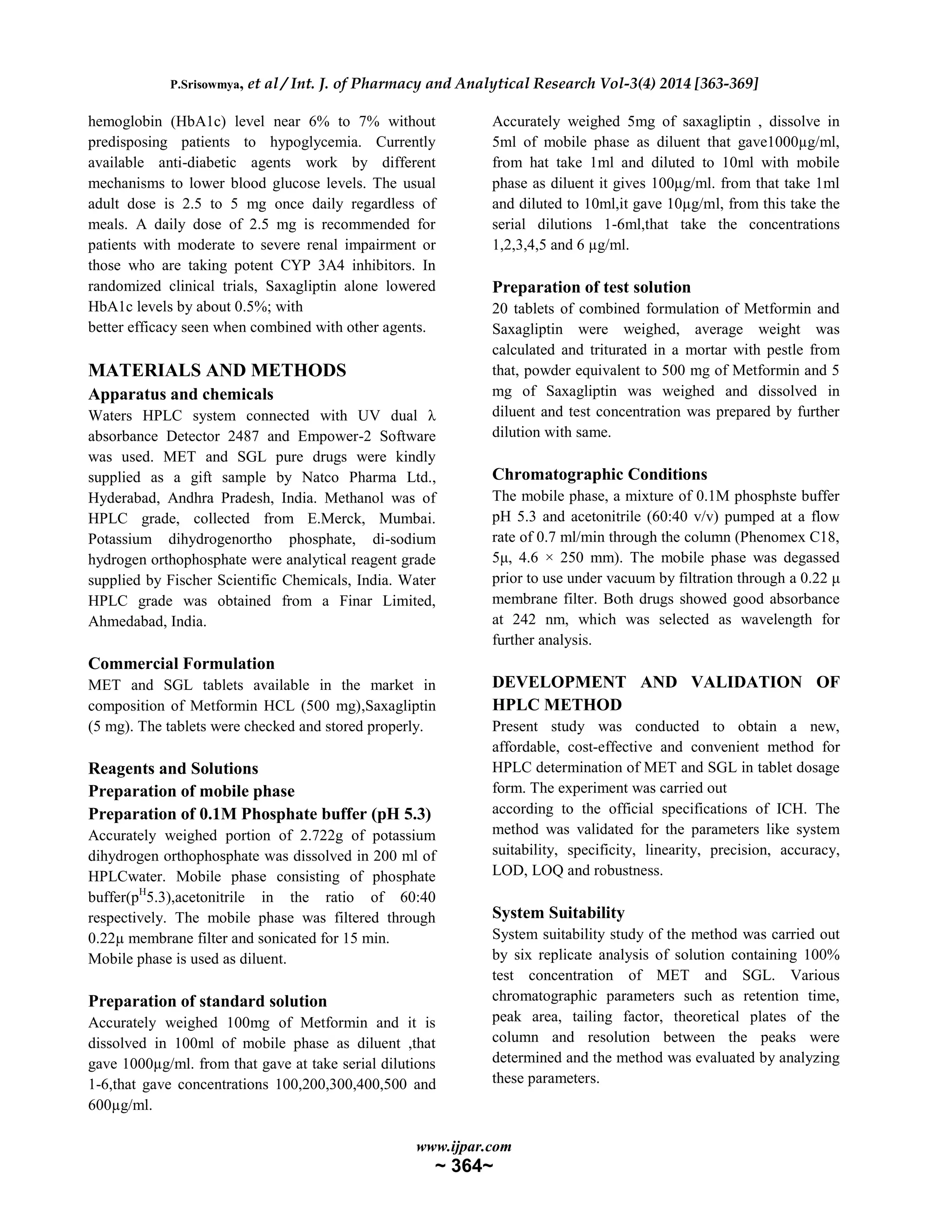Method development and validation for the simultaneous estimation of ...