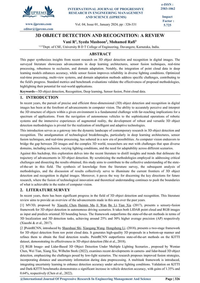 3d Object Detection And Recognition A Review Pdf