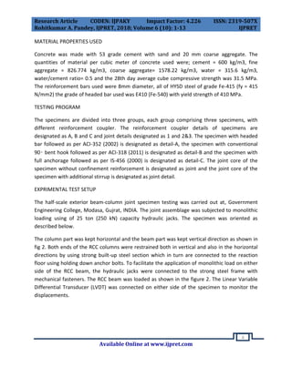 EXPERIMENTAL INVESTIGATION OF REINFORCEMENT COUPLERS AS REPLACEMENT OF BENT BAR | PDF