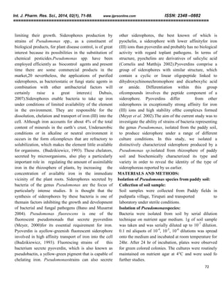 Isolation, Production And Optimization Of Siderophore Producing ...