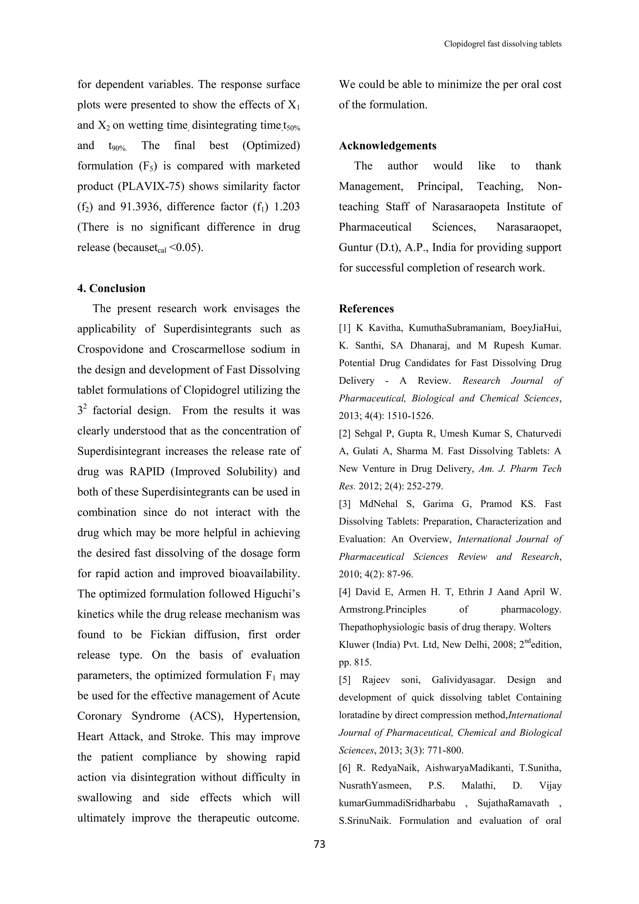 Formulation Development and Evaluation of Clopidogrel Fast Dissolving ...
