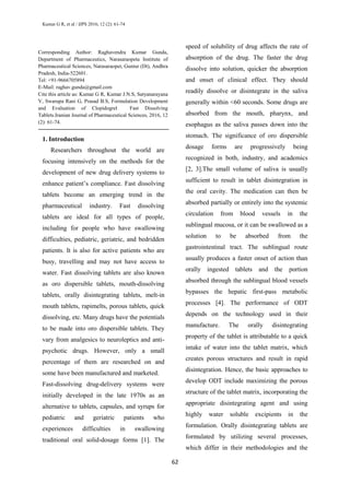 Formulation Development and Evaluation of Clopidogrel Fast Dissolving ...