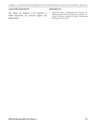 Molecular Structural Elucidation of Coloumn Secondary Fraction in ...
