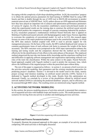 AN ARTIFICIAL NEURAL NETWORK-BASED APPROACH COUPLED WITH TAGUCHI'S METHOD FOR PREDICTING THE ...