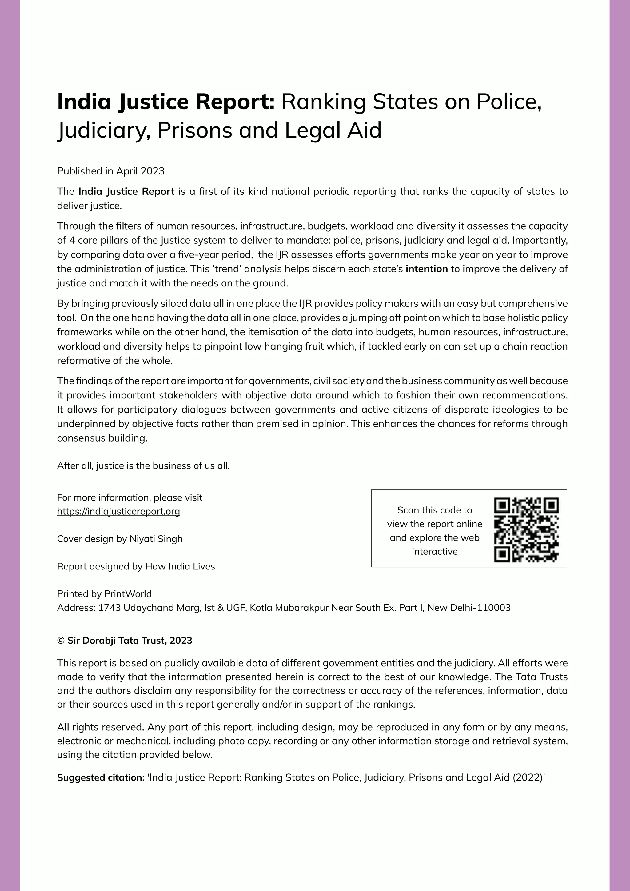 INDIA JUSTICE REPORT 2022 | PDF