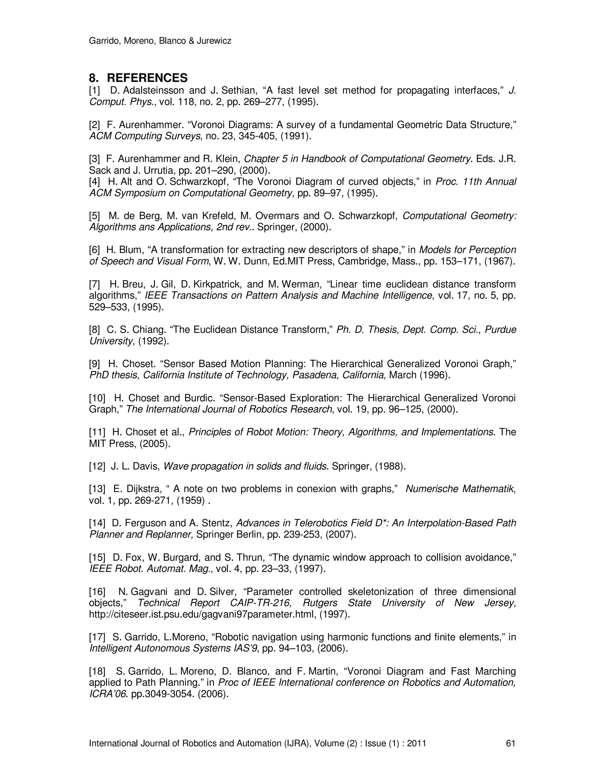 Path Planning for Mobile Robot Navigation Using Voronoi Diagram and Fast Marching | PDF