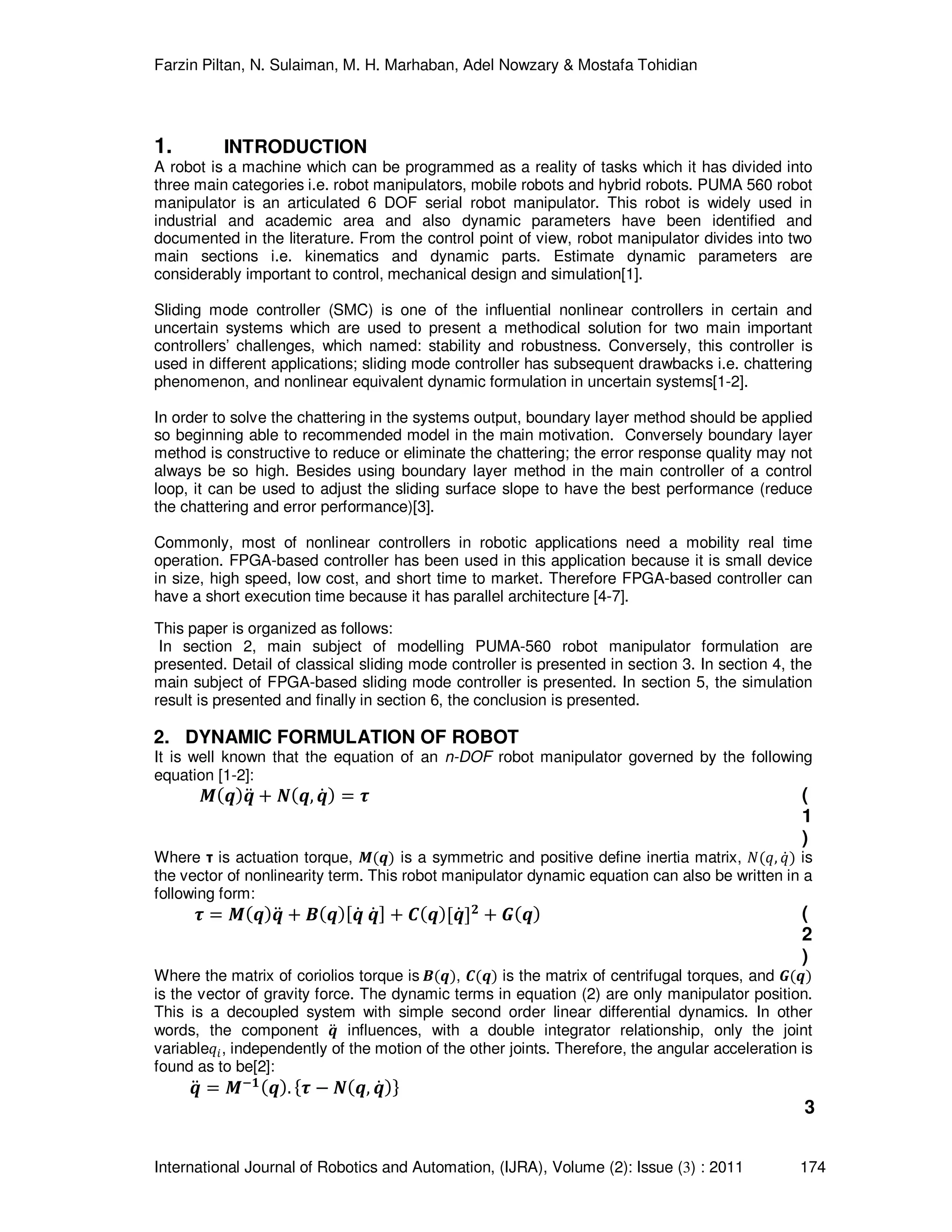 Design of FPGA-based Sliding Mode Controller for Robot Manipulator | PDF | Robotics | Technology ...