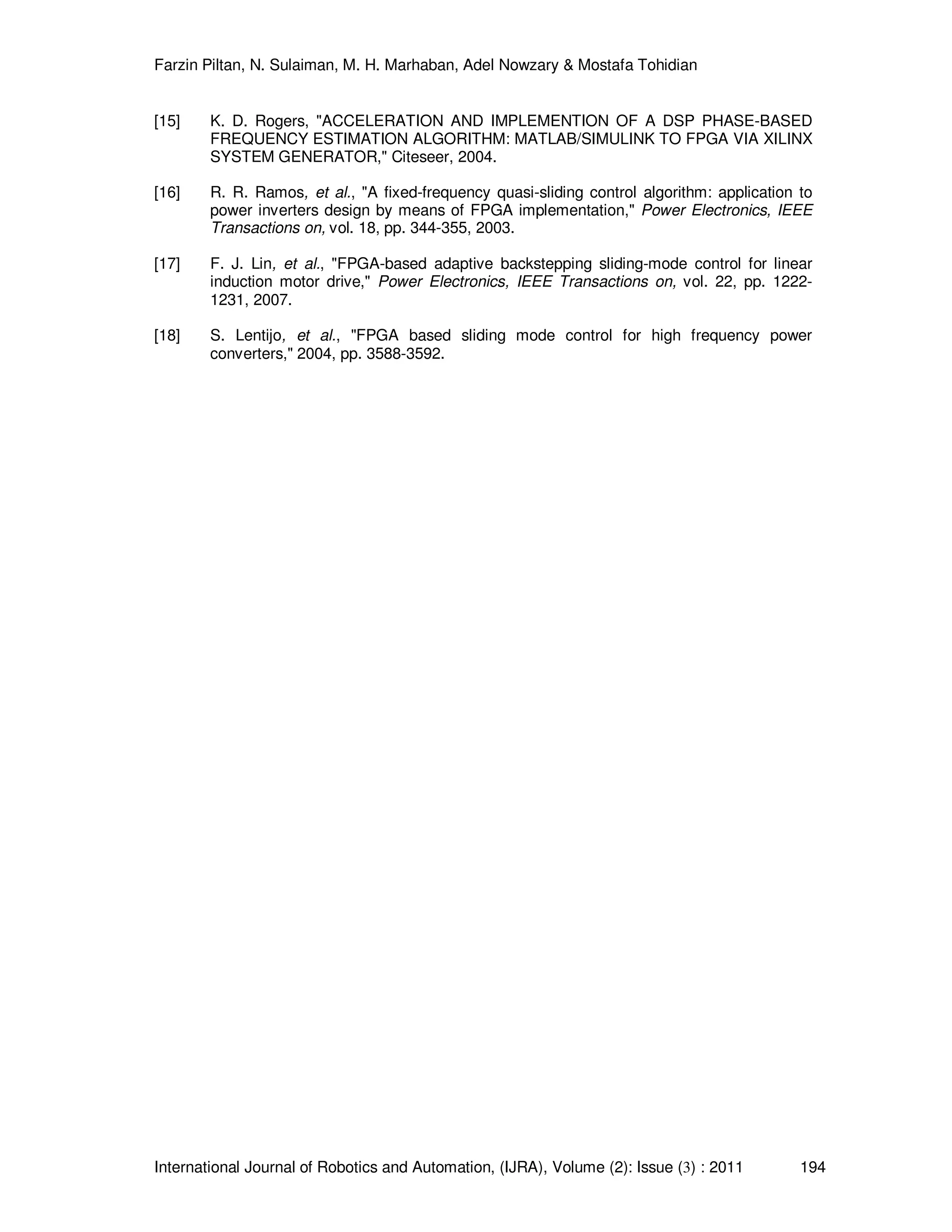 Design of FPGA-based Sliding Mode Controller for Robot Manipulator | PDF | Robotics | Technology ...