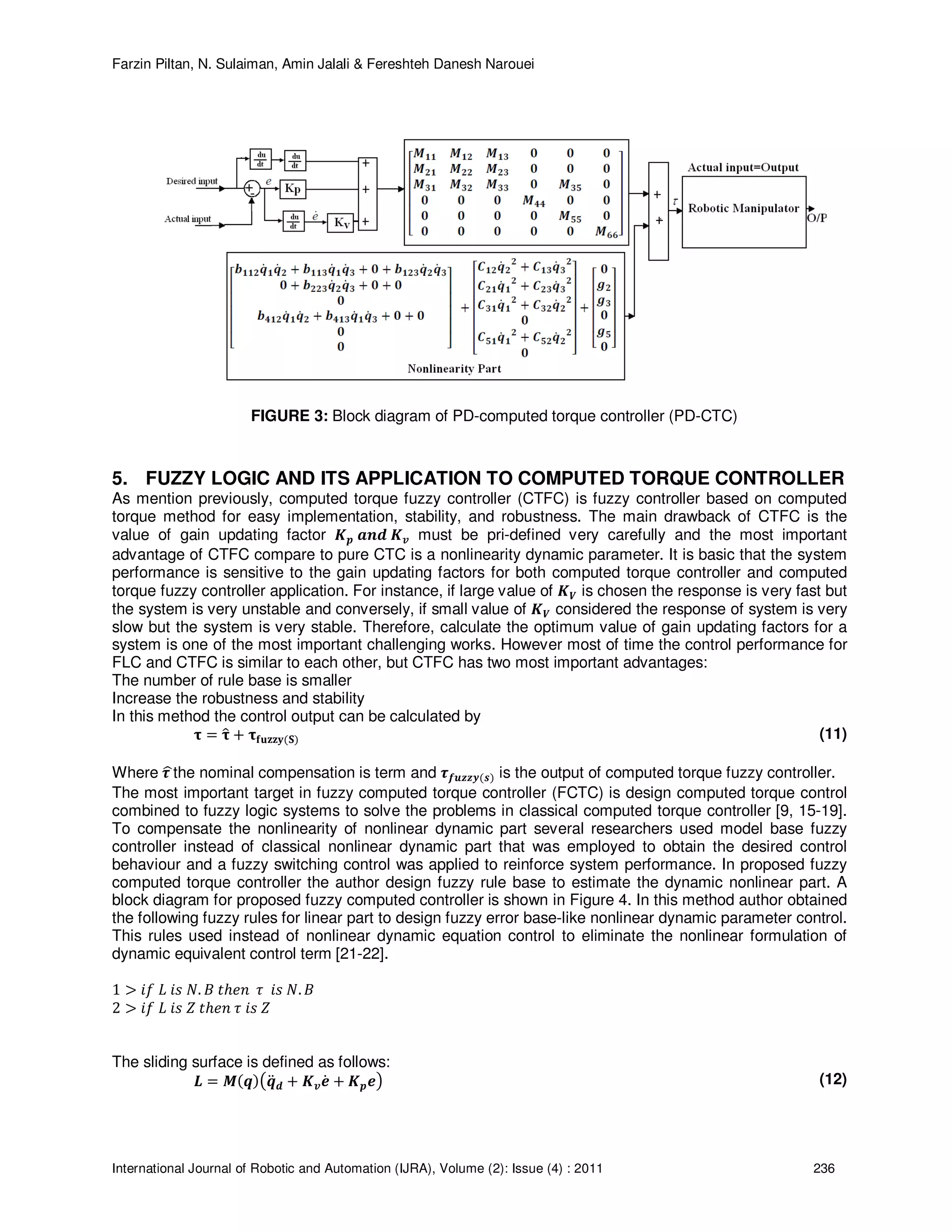 Design of Model Free Adaptive Fuzzy Computed Torque Controller for a ...