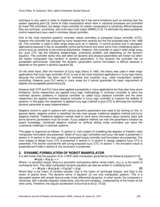 Design of Model Free Adaptive Fuzzy Computed Torque Controller for a ...