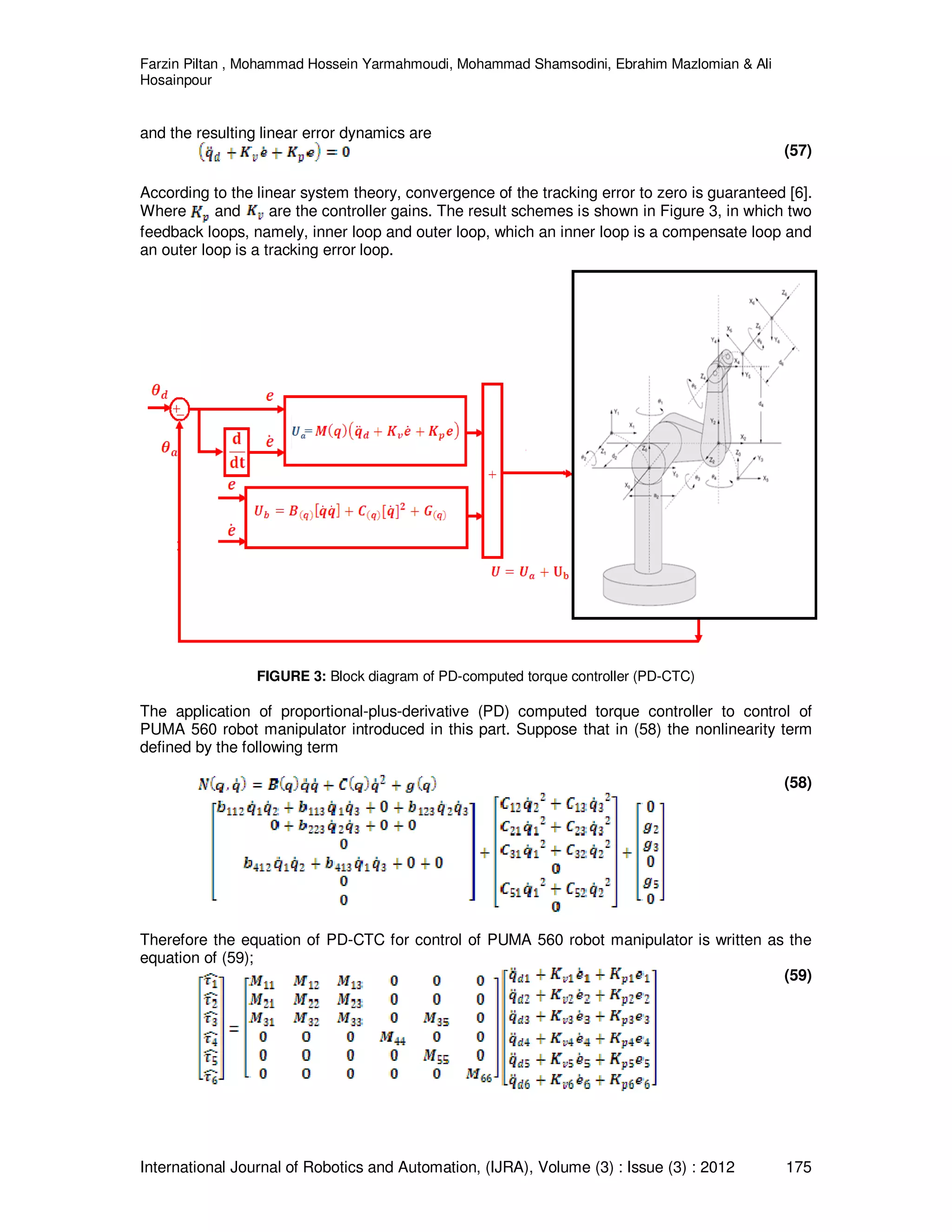 PUMA-560 Robot Manipulator Position Computed Torque Control Methods Using MATLAB/SIMULINK and ...