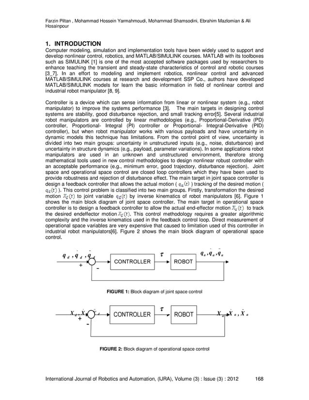 PUMA-560 Robot Manipulator Position Computed Torque Control Methods Using MATLAB/SIMULINK and ...