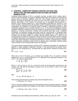 PUMA-560 Robot Manipulator Position Computed Torque Control Methods Using MATLAB/SIMULINK and ...