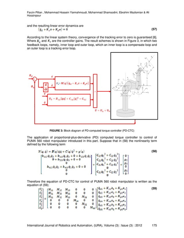 PUMA-560 Robot Manipulator Position Computed Torque Control Methods Using MATLAB/SIMULINK and ...
