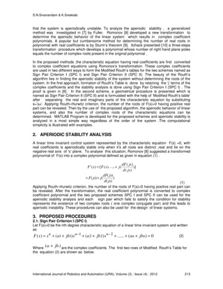 Certain Algebraic Procedures for the Aperiodic Stability Analysis and Counting the Number of ...