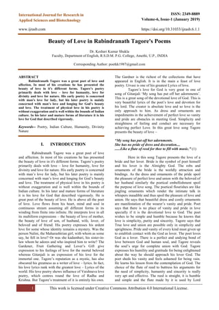 Beauty of Love in Rabindranath Tagore's Poems | PDF