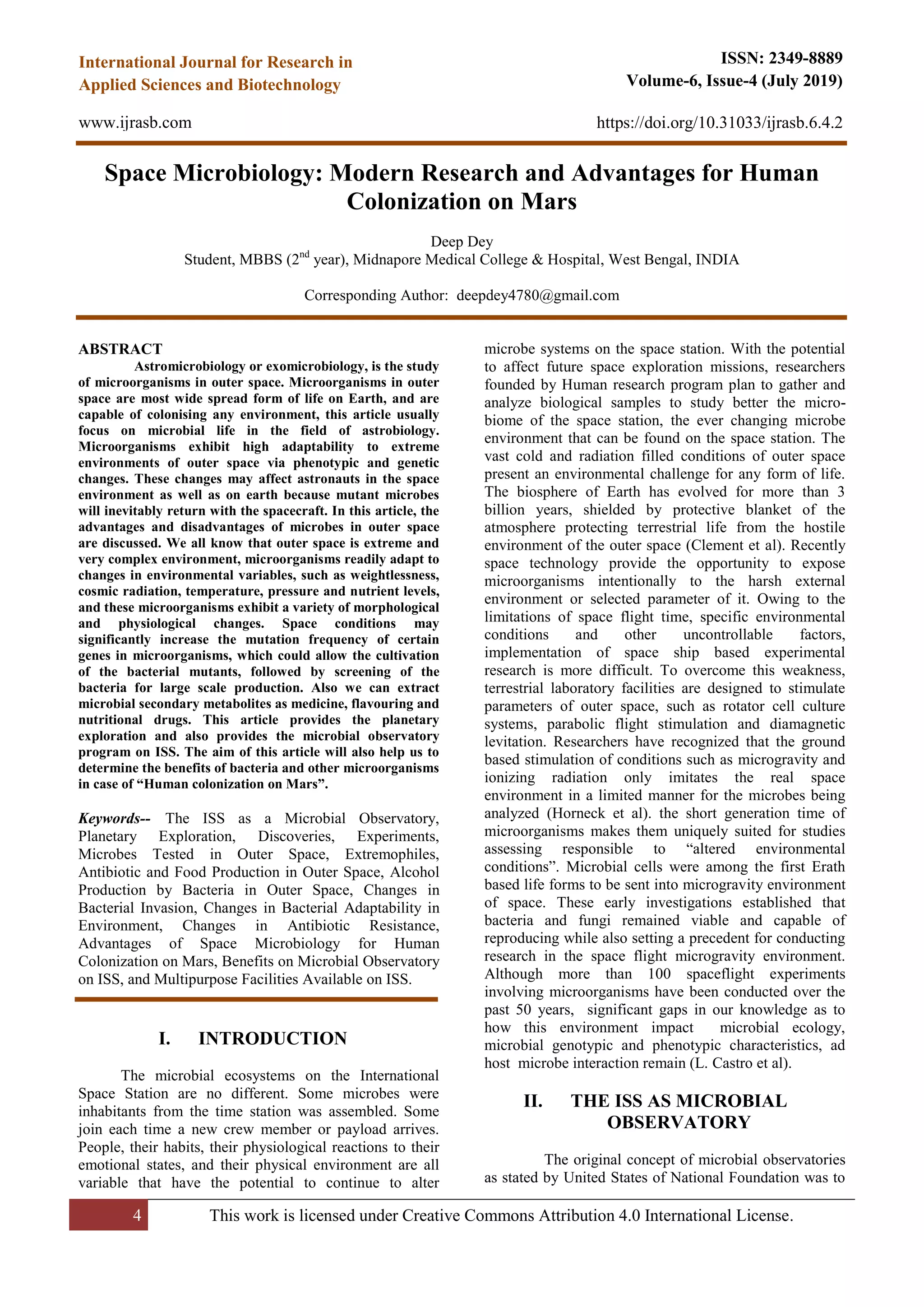 Space Microbiology: Modern Research and Advantages for Human ...